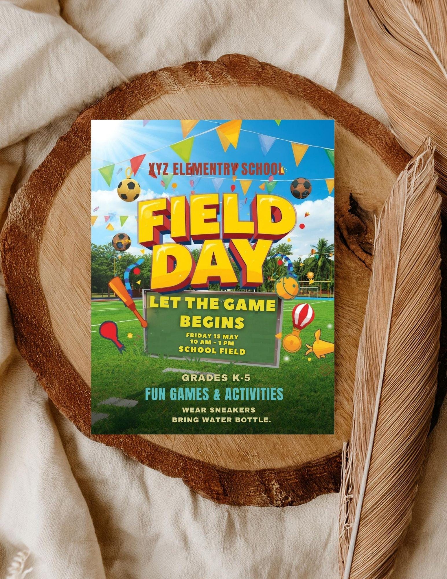 Editable Field Day Flyer Template | School Event Poster (digital ...