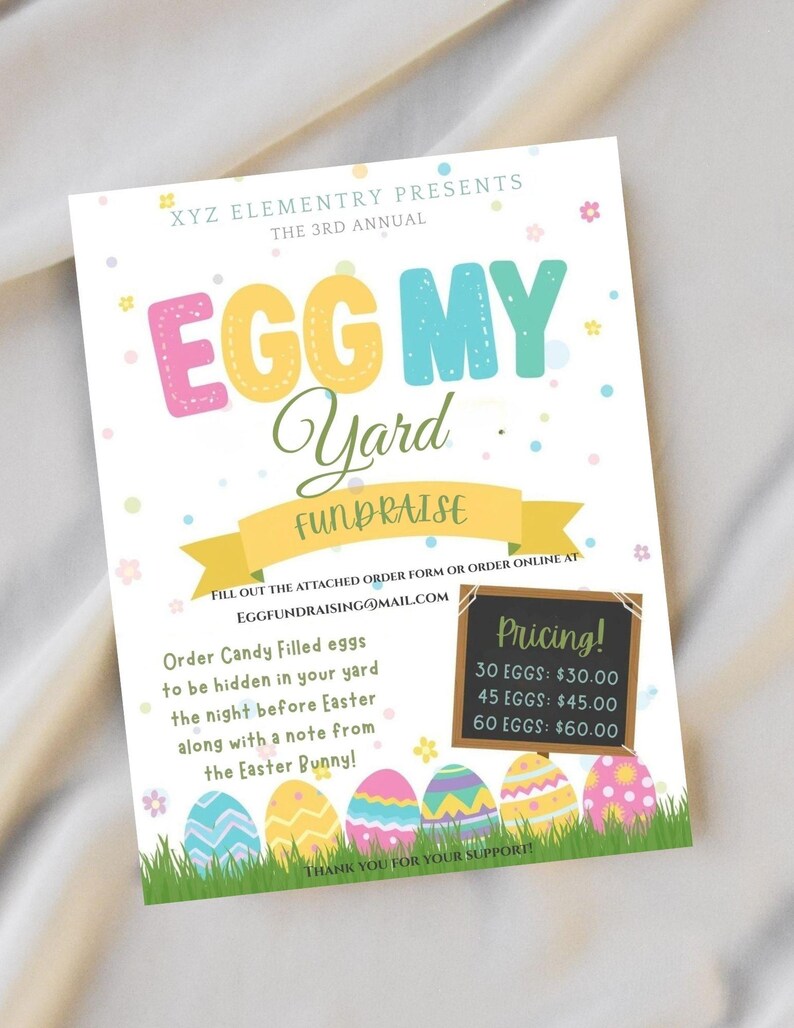 Egg My Yard Fundraiser Flyer, Easter Bunny Letter, Canva Template ...