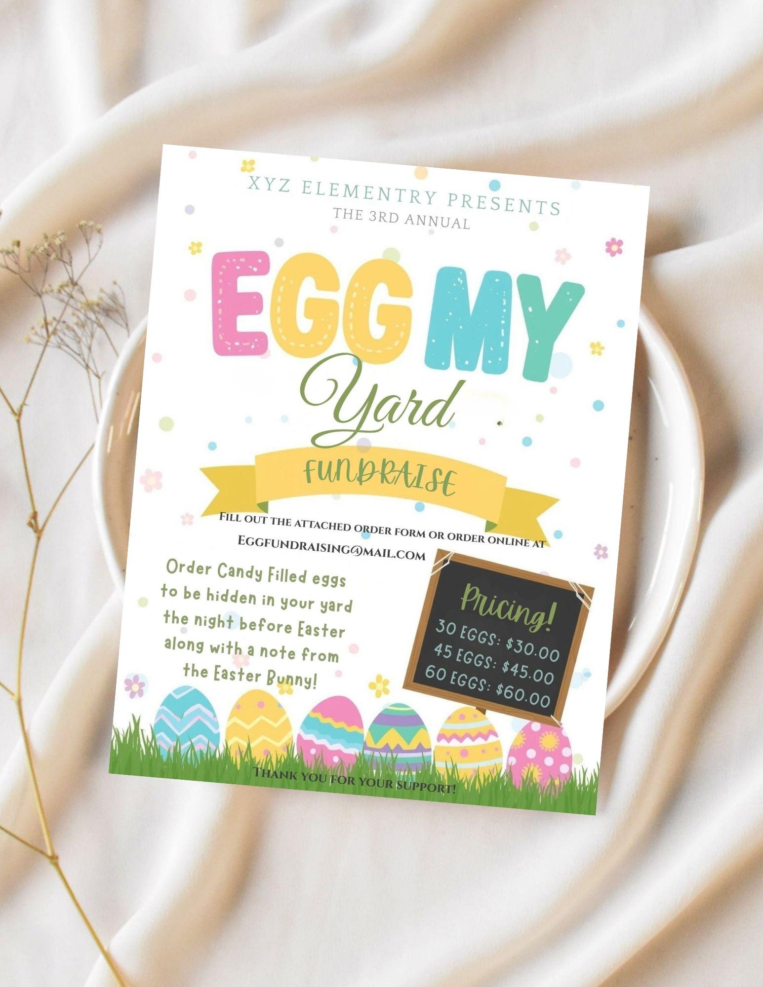 Egg My Yard Fundraiser Flyer, Easter Bunny Letter, Canva Template ...