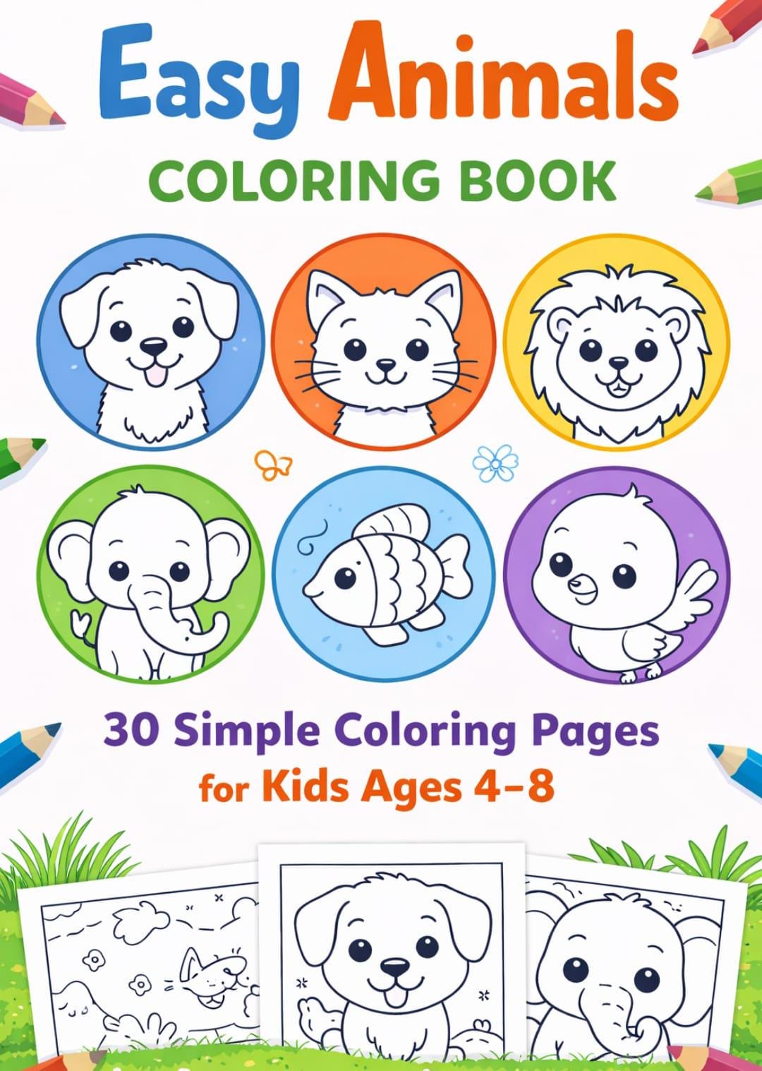 Easy Animals Coloring Pages for Kids | 30 Simple Animal Pages ...