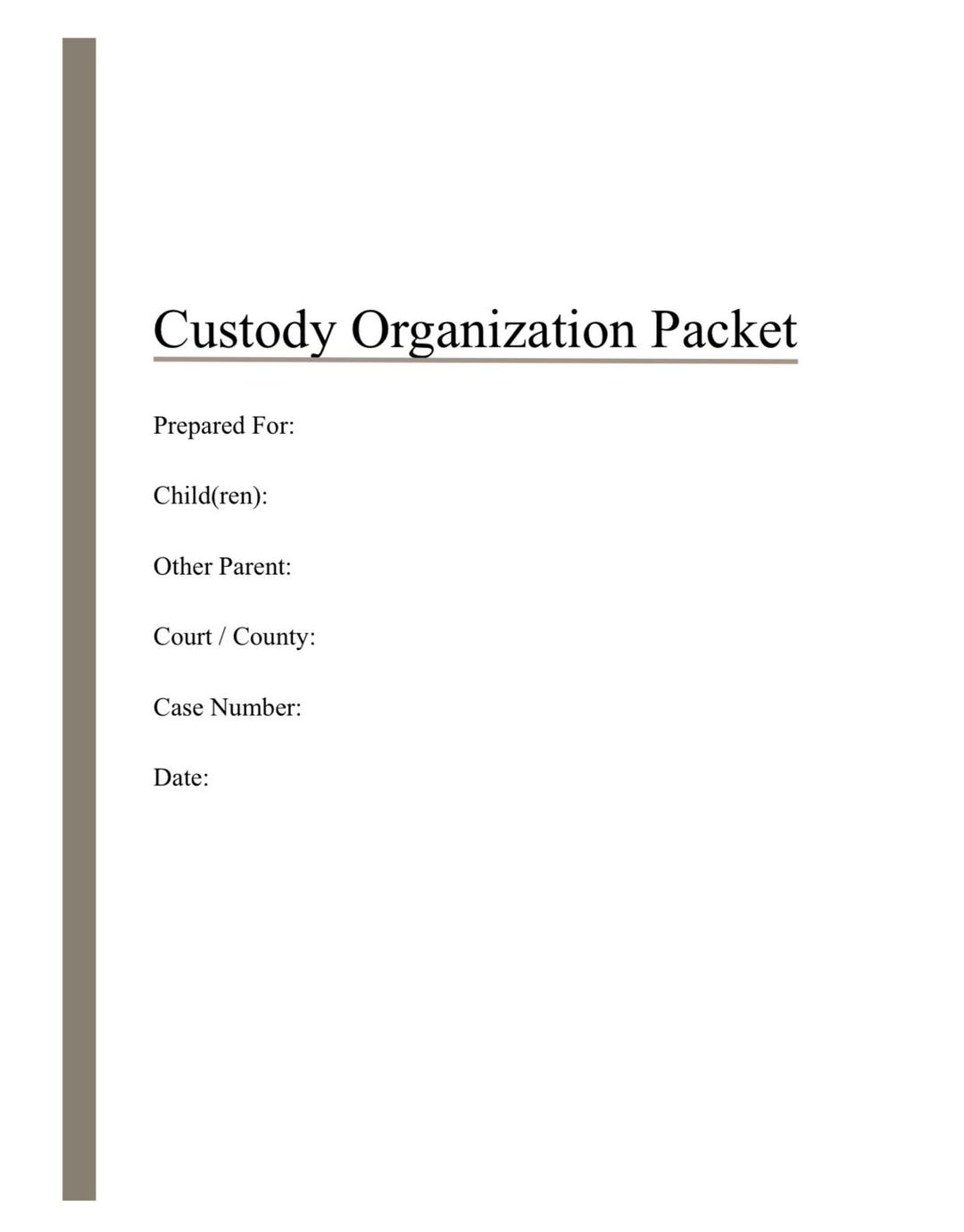 Custody Organization Packet | Court Ready Fillable PDF | Parenting Time ...