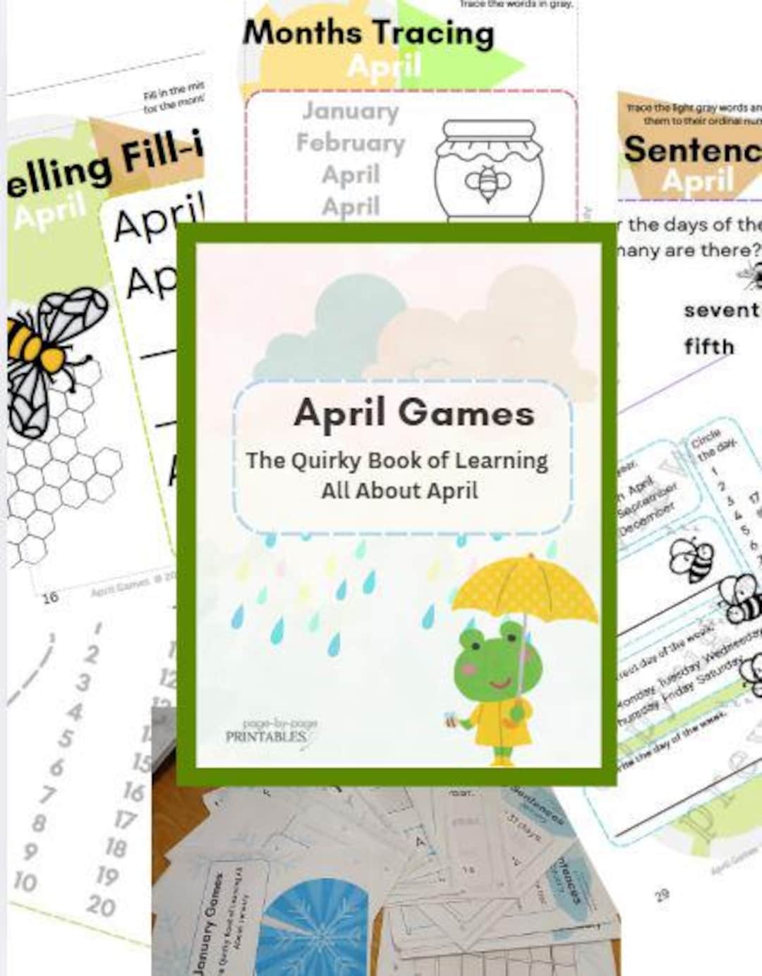 Homeschool April Literacy & Math Unit: Spelling, Games, Sentences, Etc ...