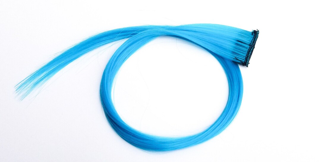 Neon Light Blue Hair Extension Clip In - Etsy