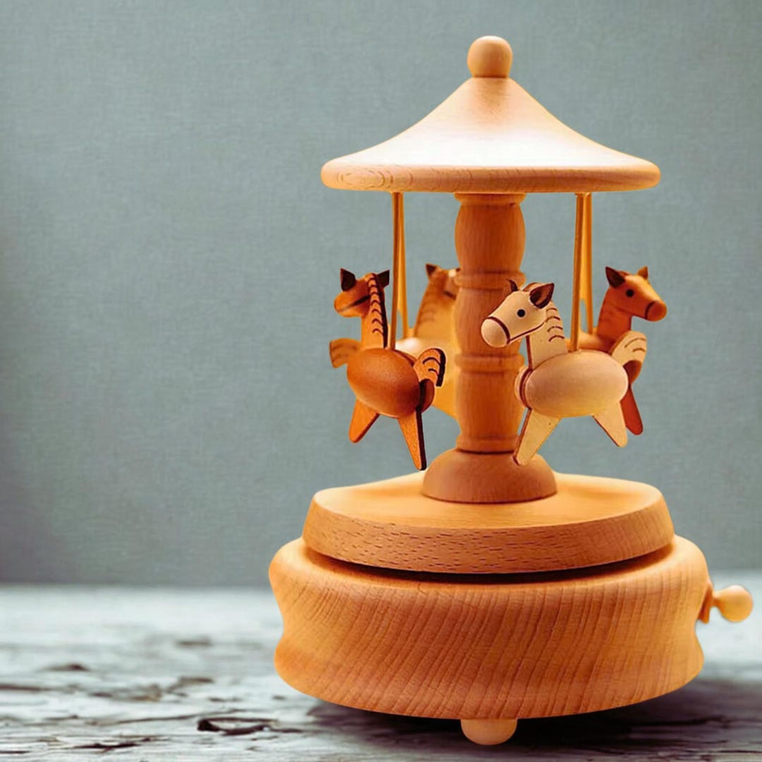 Wooden Carousel Music Box, Hand Crank Nursery Decor - Etsy