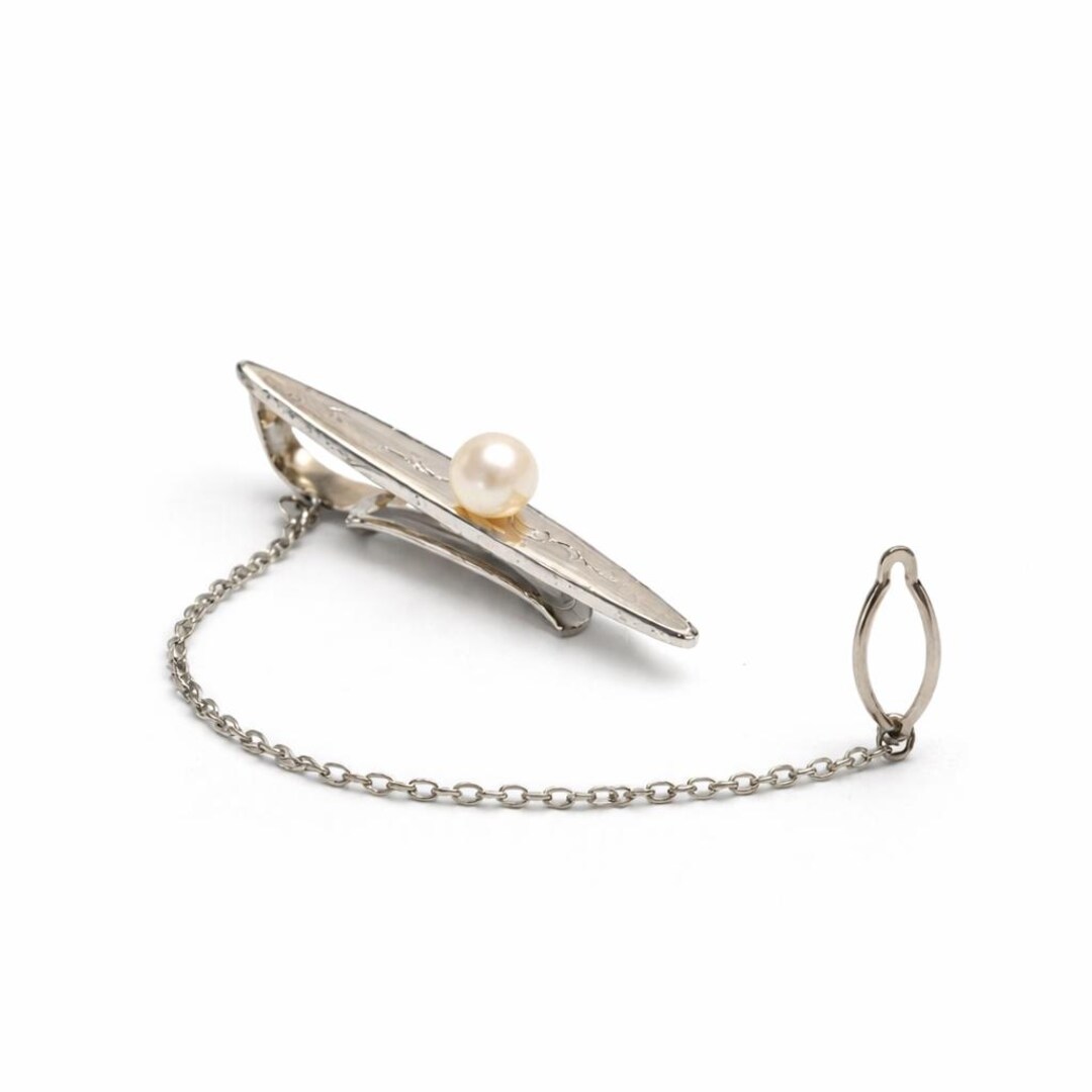 Vintage AKOYA Pearl Tie Clip Chain – Mid Century Japanese Mens Jewelry ...