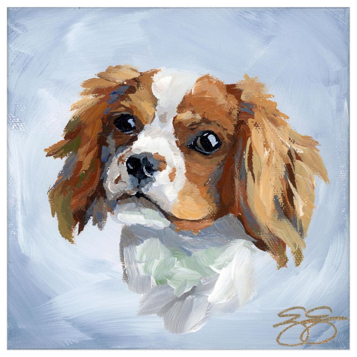 Cavalier King Charles Spaniel, A Fine Art Print on Paper, Square Dog ...