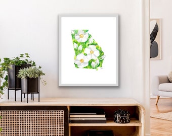 Cherokee Rose Flower Art Print White Rose Georgia State - Etsy