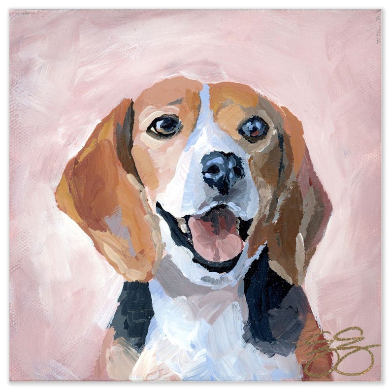 Beagle, A Fine Art Print on Paper, Square Dog Painting - Etsy