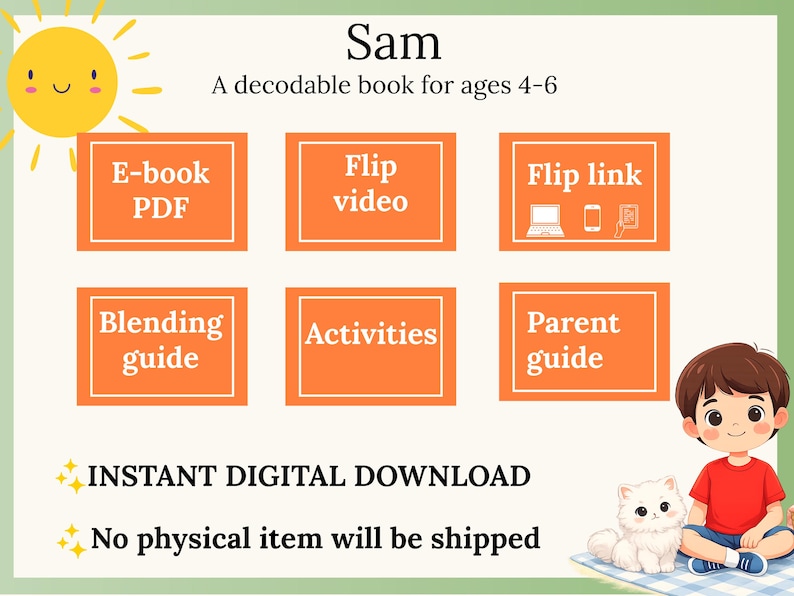 Decodable Book for Beginning Readers: Sam and Cat CVC Phonics (digital ...