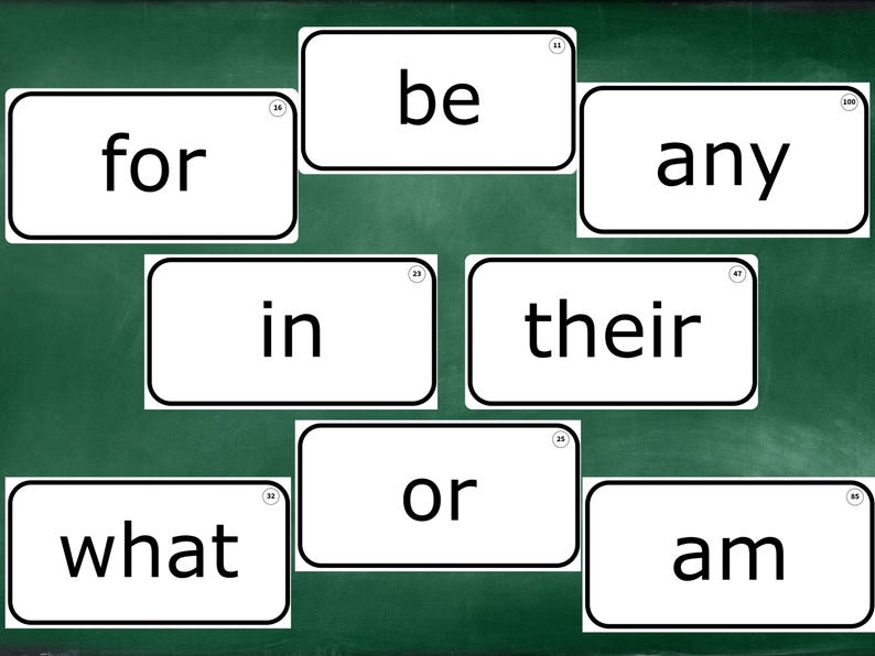 Fry's First 100 Sight Words Flashcards in 3 Sizes, Printable Learning ...
