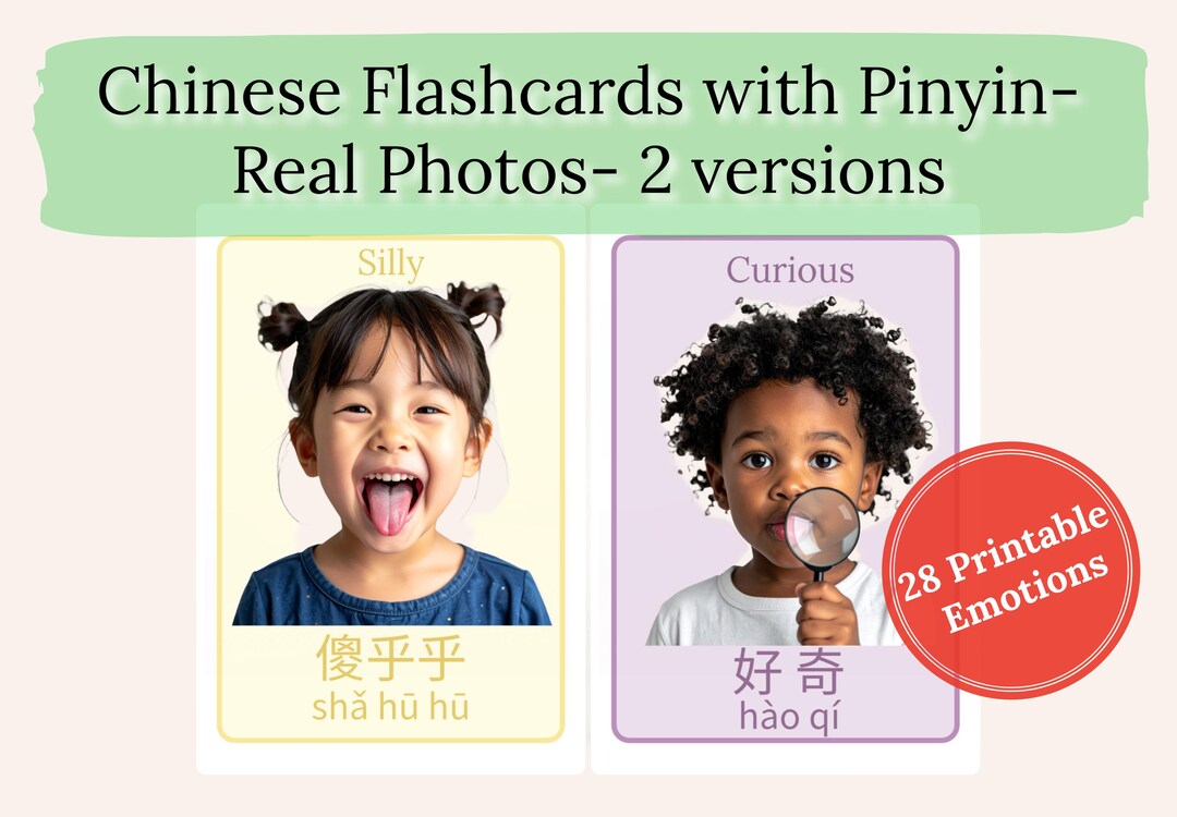 Chinese Emotions Flashcards | Real Photos, Pinyin (digital Download) - Etsy
