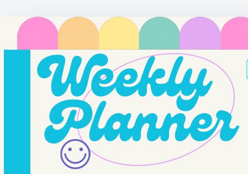 6-day Weekly Planner Printable | Colorful Digital Calendar | Instant ...