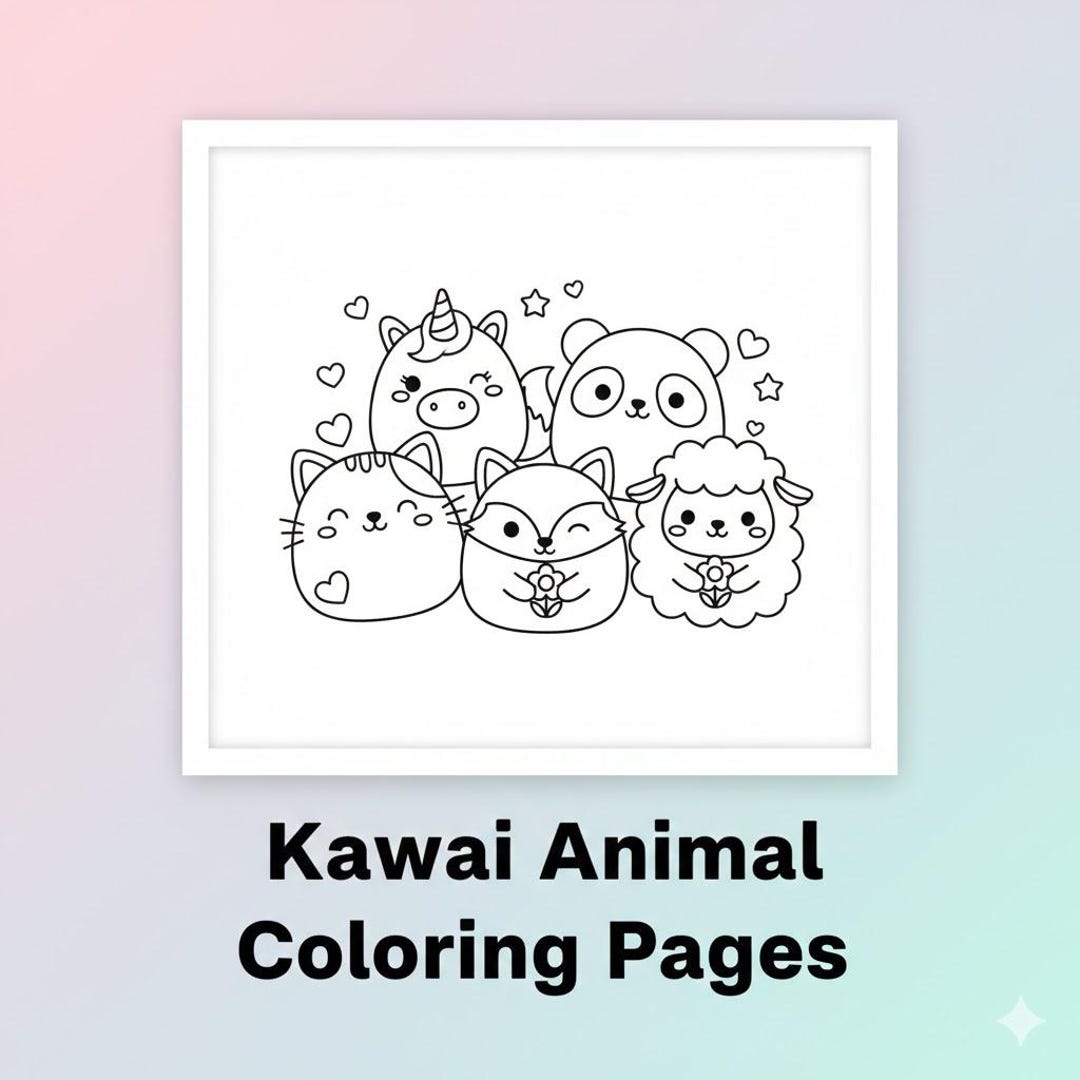 Kawaii Animal Coloring Book | 20 Illustrations (printable PDF - Etsy