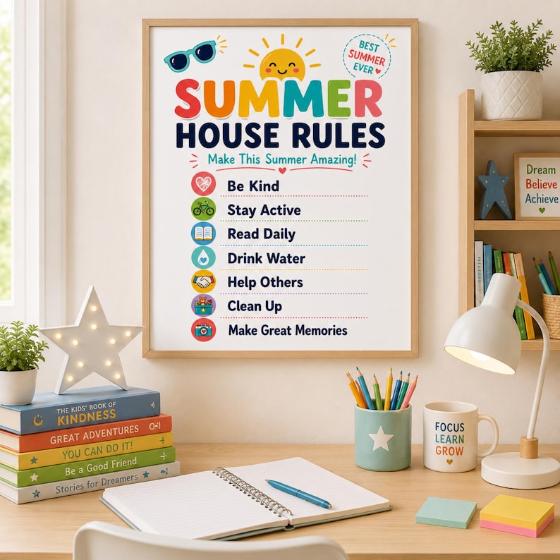 Summer House Rules Printable Wall Art, Kids Summer Decor, Summer ...