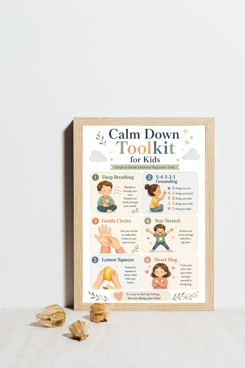 Emotional Regulation Kids Chart | Calm Down Poster | Therapy Worksheet ...