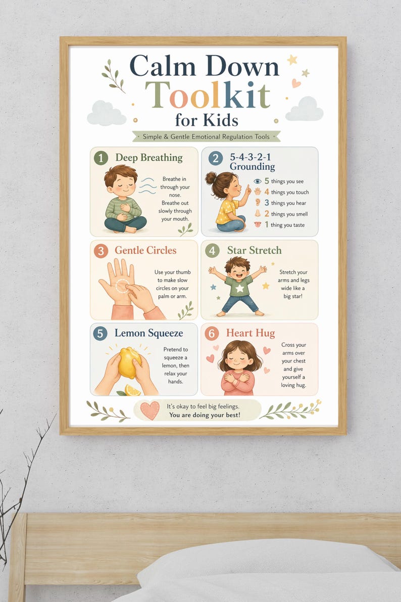 Emotional Regulation Kids Chart | Calm Down Poster | Therapy Worksheet ...