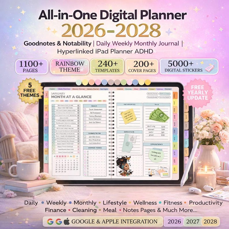 All-in-one Digital Planner 2026-2028 | Goodnotes & Notability | Daily ...