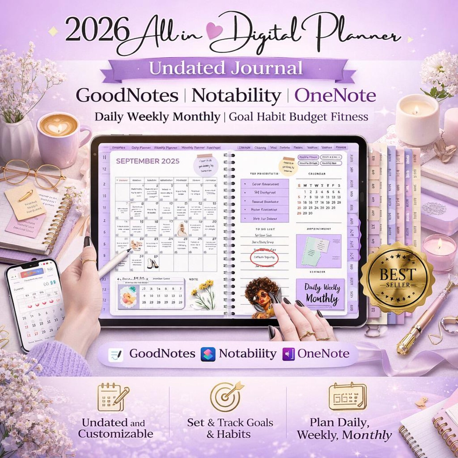2026 All-in-one Digital Planner | Undated Journal | Goodnotes ...