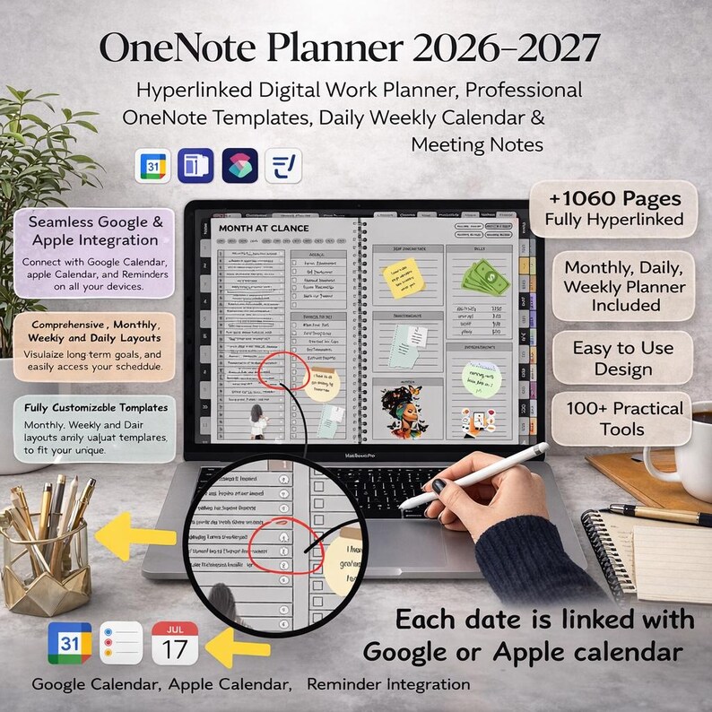 Onenote Planner 2026–2027 | Hyperlinked Digital Work Planner ...