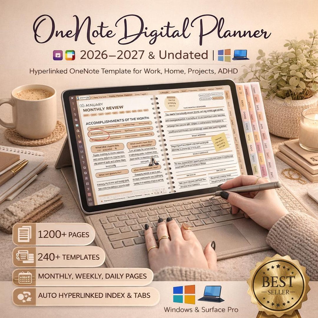 Onenote Digital Planner 2026–2027 & Undated | Hyperlinked Onenote ...