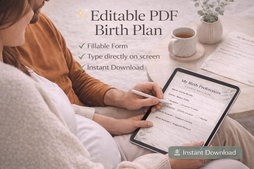 Editable Birth Plan Template | Pregnancy Planner, Labour Preferences ...