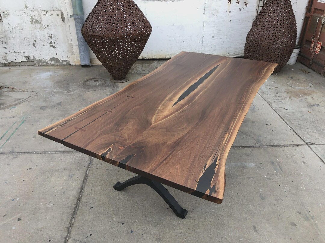 Live Edge Solid Walnut Dining Table, Custom Size Wood Table, Farmhouse ...