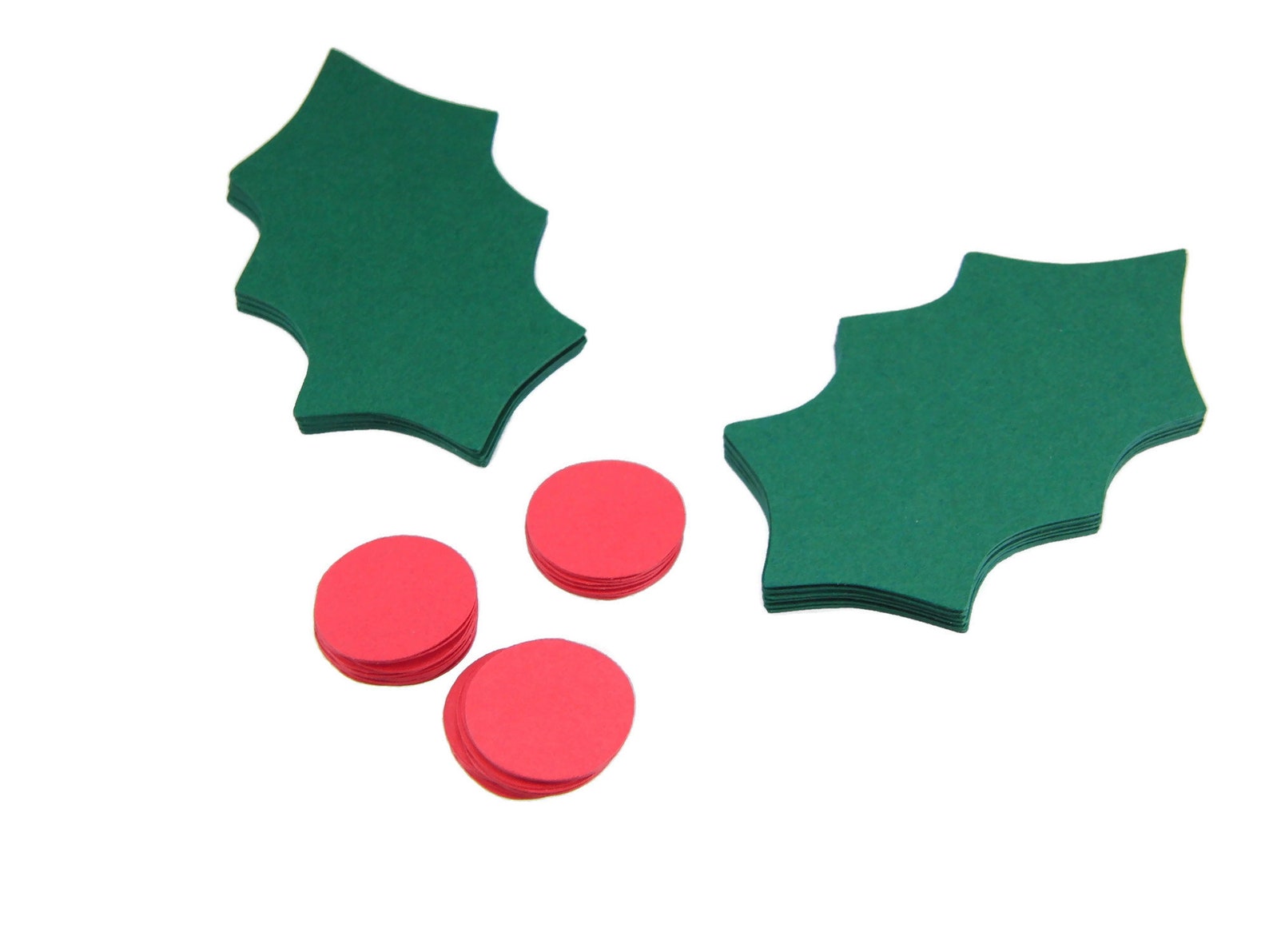 Holly Leaves + Berries Paper Cut Outs Set of 25 - Etsy