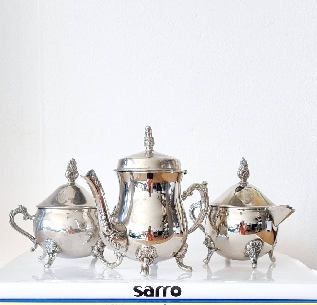 Vintage Silver Metal Tea Set. - Etsy