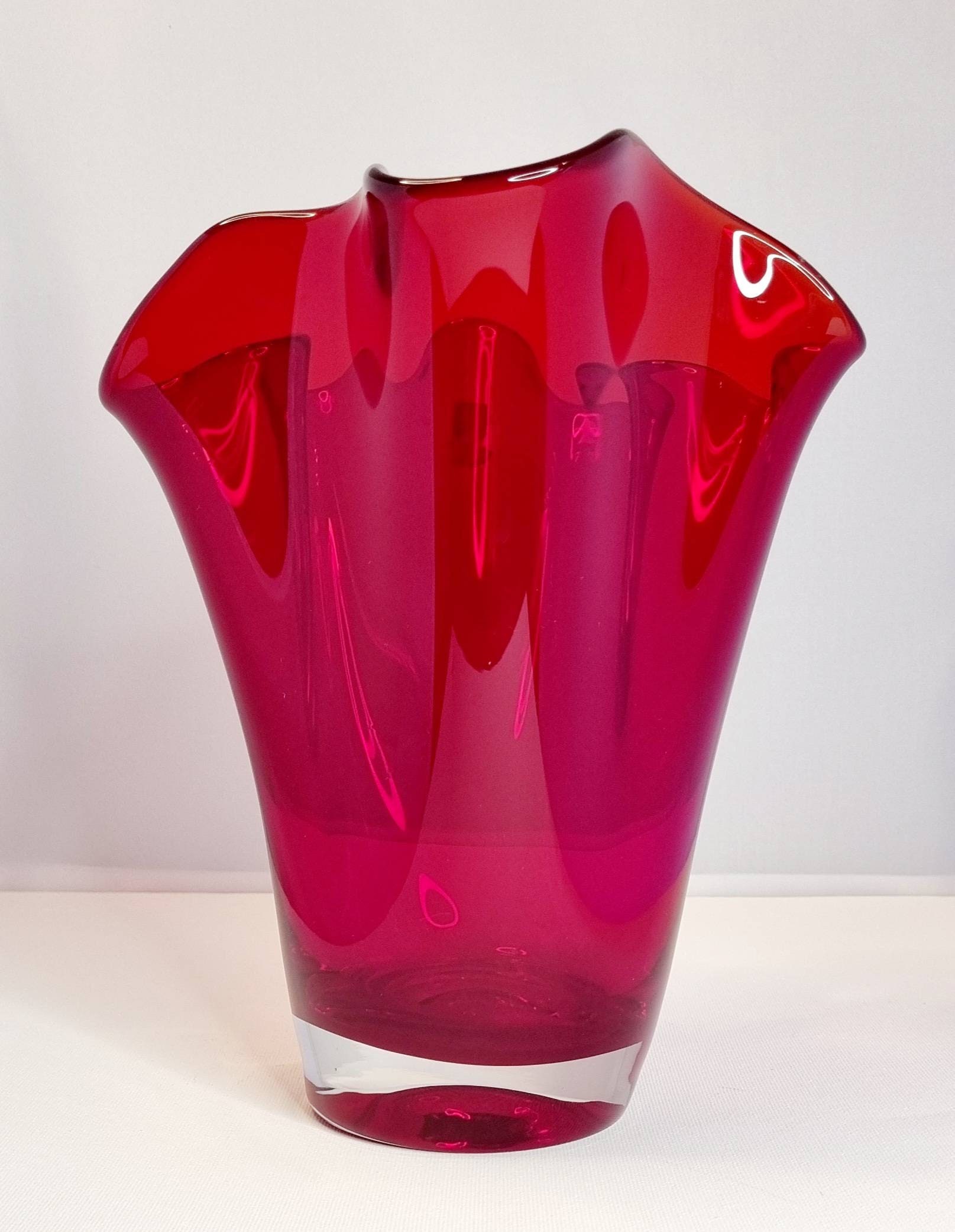 Vintage Ruby Red Glass Vase. - Etsy
