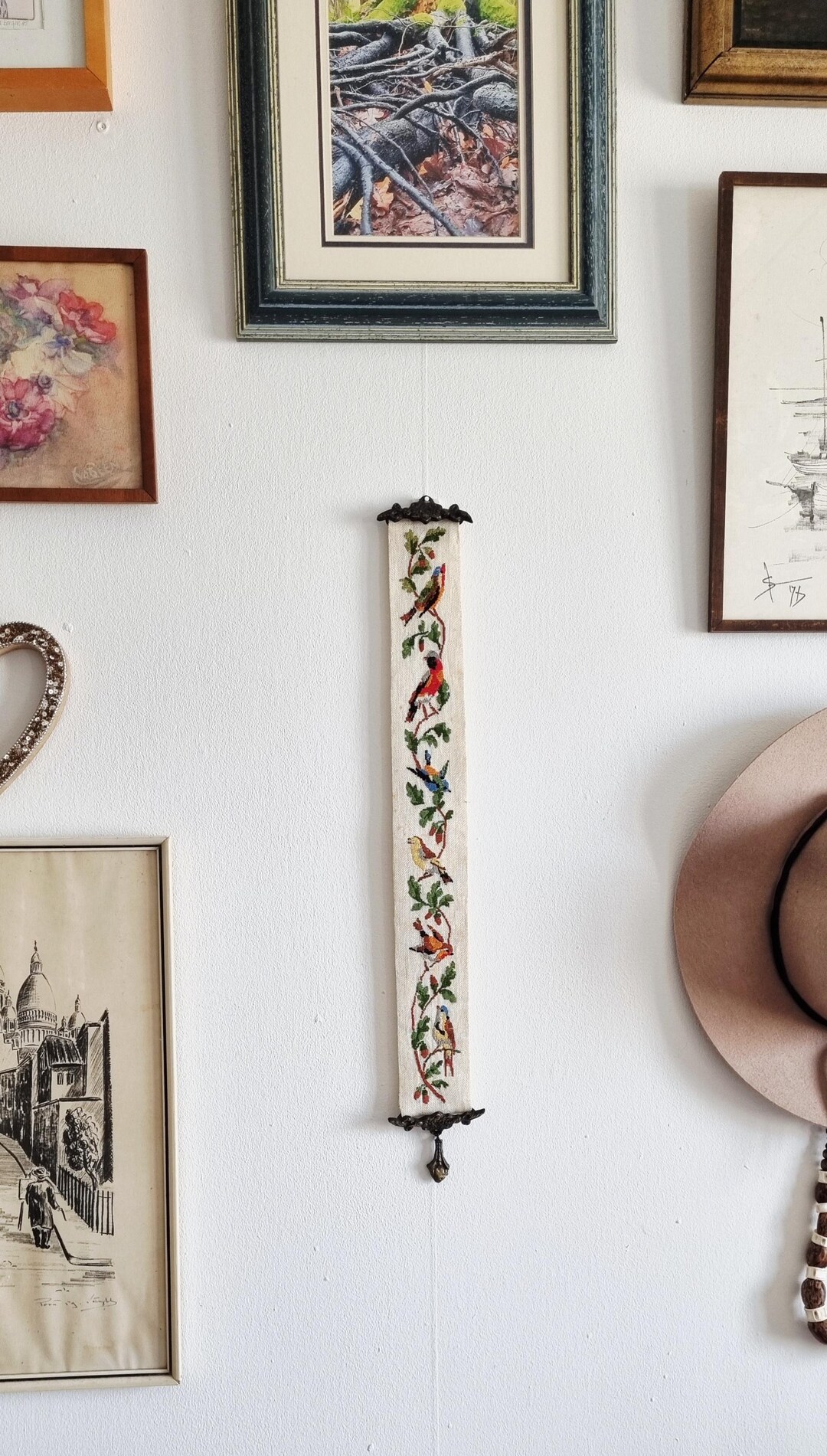 Vintage Needle Point Embroidery Bell Pull. - Etsy