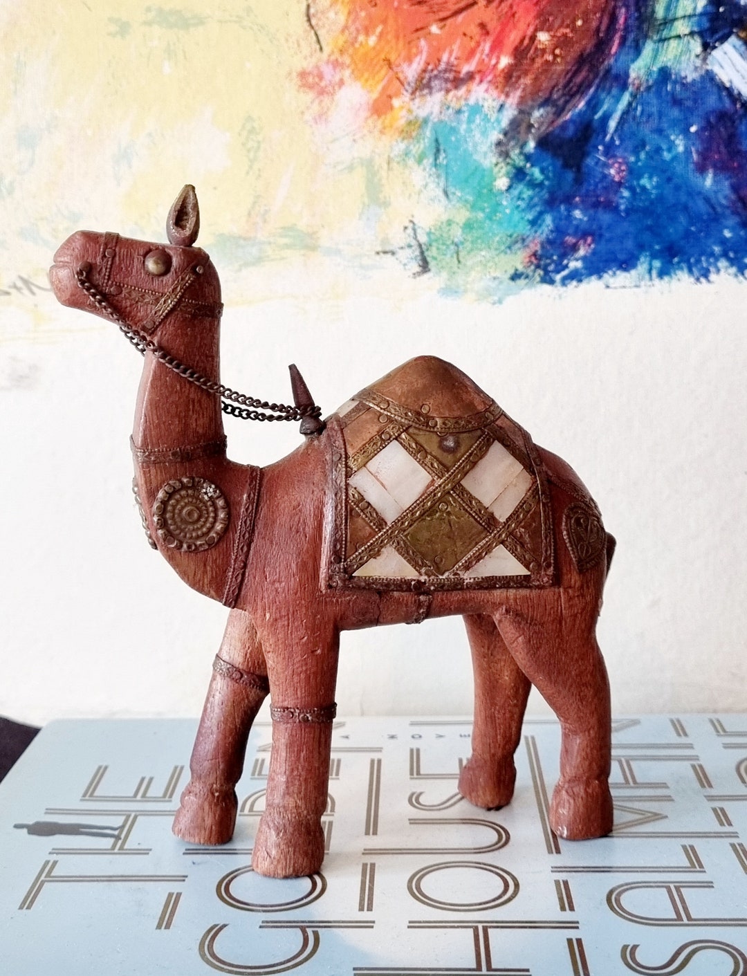 Vintage Carved Wood Camel Figurine. - Etsy