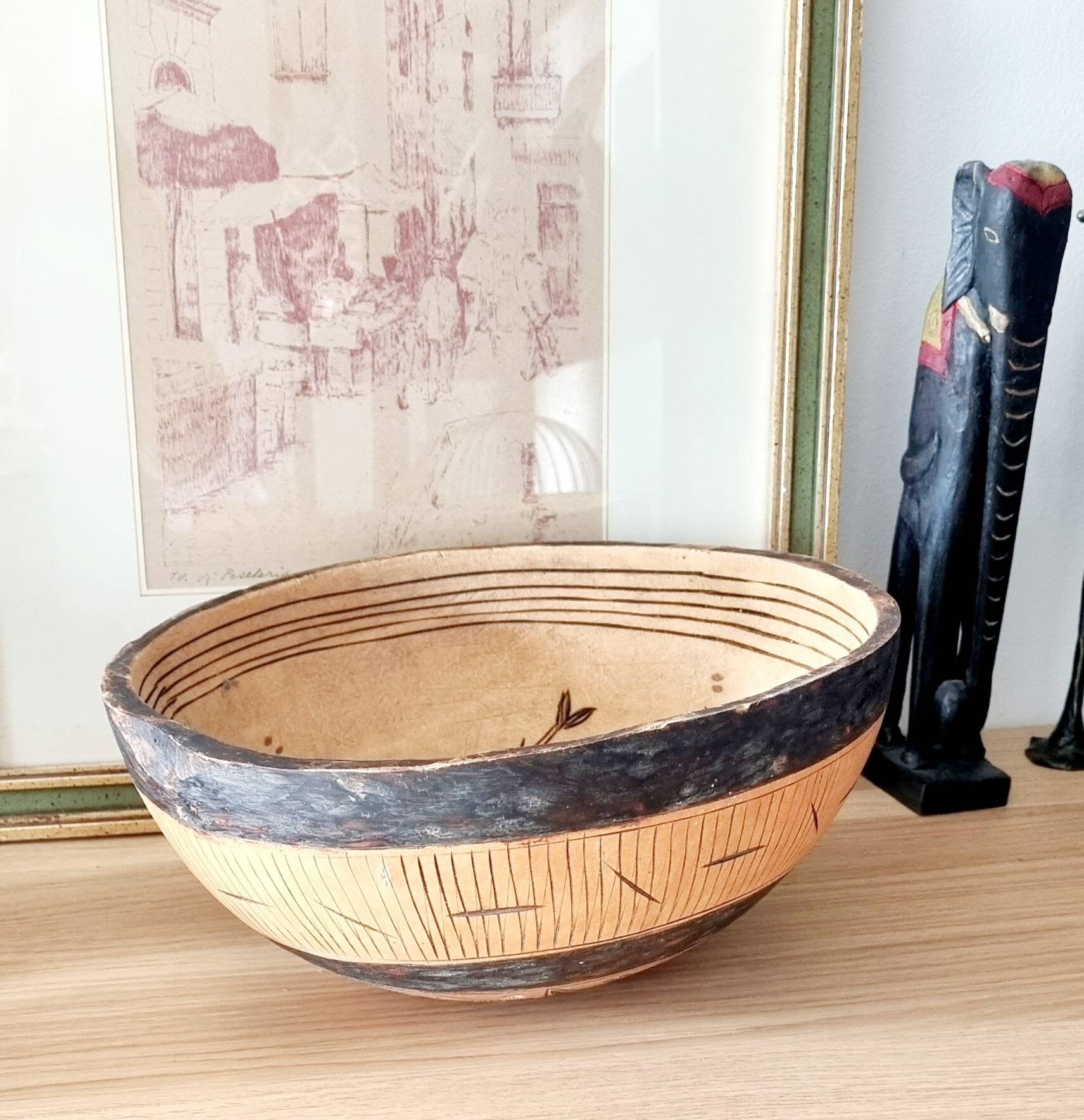 Vintage Calabash Gourd Bowl Set of 2 With Burned in Drawings. - Etsy