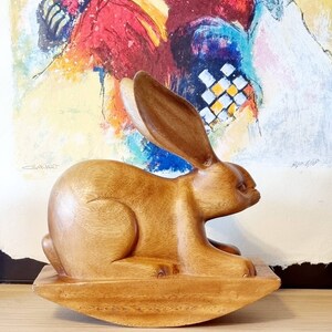 Vintage Handcarved Rabbit Statue From Wood. - Etsy