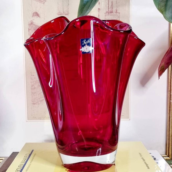 Red Glass Vases - Etsy