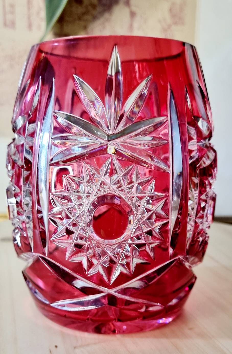 Ruby Red Cut Crystal Glass Set of 3 Vases - Etsy