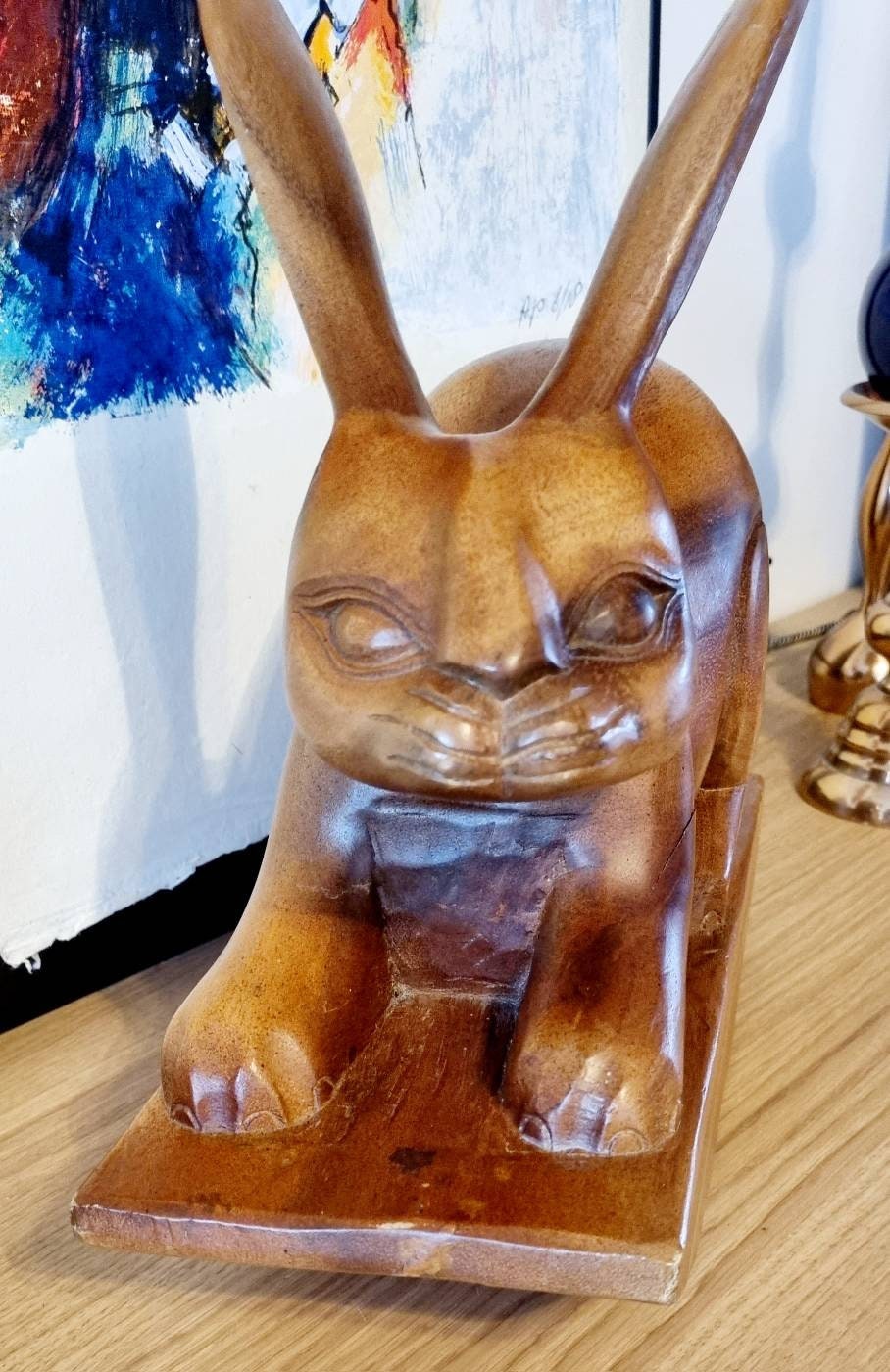 Vintage Handcarved Rabbit Statue From Wood. - Etsy