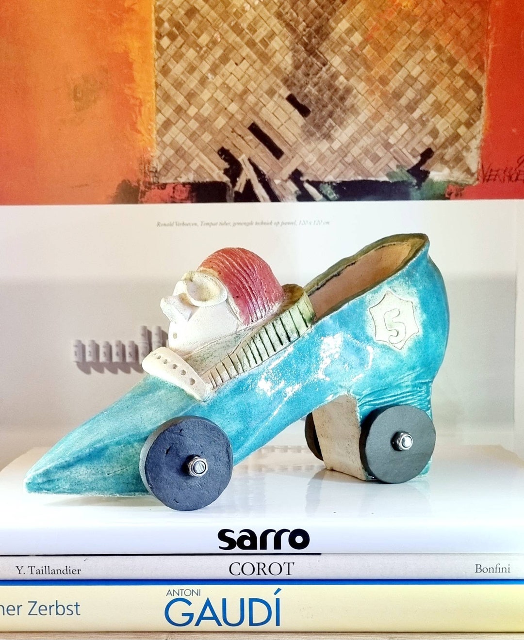 Whimsical Vintage Clay Pottery High Heel Shoe Shaped Race Car. - Etsy