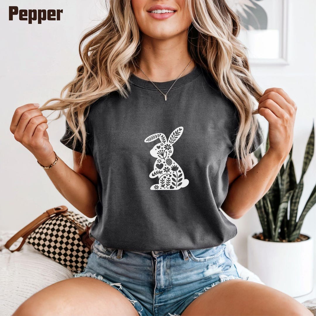 Floral Bunny T-shirt | Floral Rabbit Tee,spring Easter Shirt,comfort ...