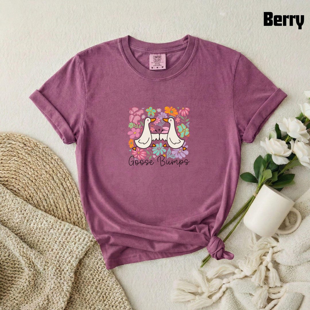 Goose Bumps Floral Goose T-shirt | Cute Vintage-inspired Bird Tee ...