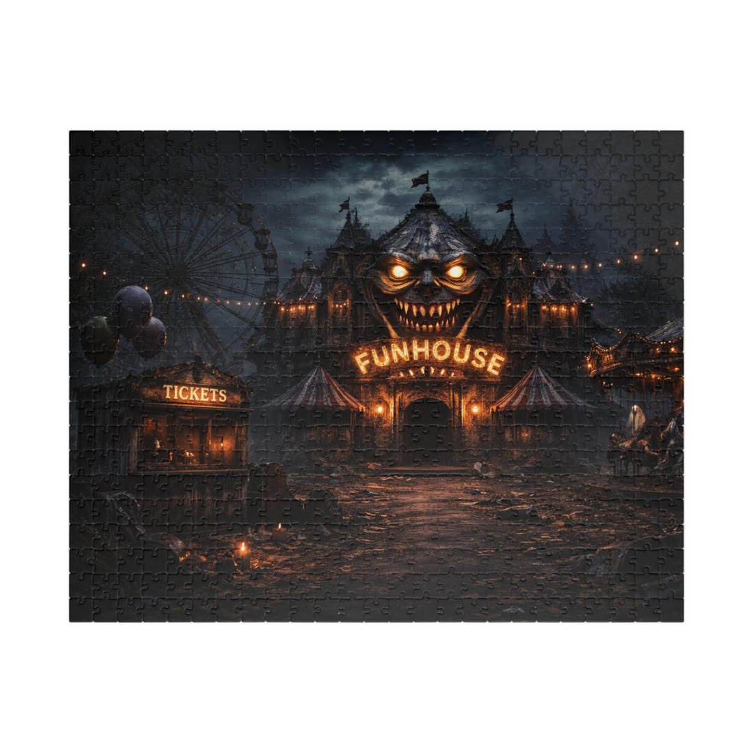 Creepy Funhouse Carnival Illustration Puzzle | Jigsaw Puzzle - Etsy