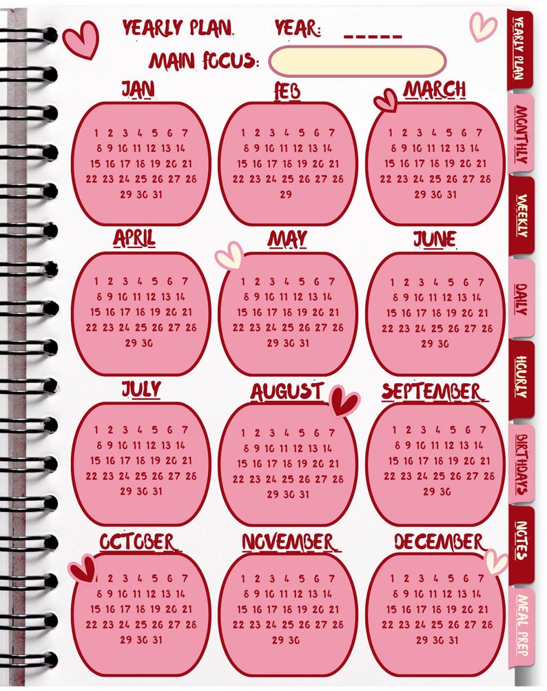 Digital Interactive Girly Planner 2026 | All-in-one Yearly, Monthly ...