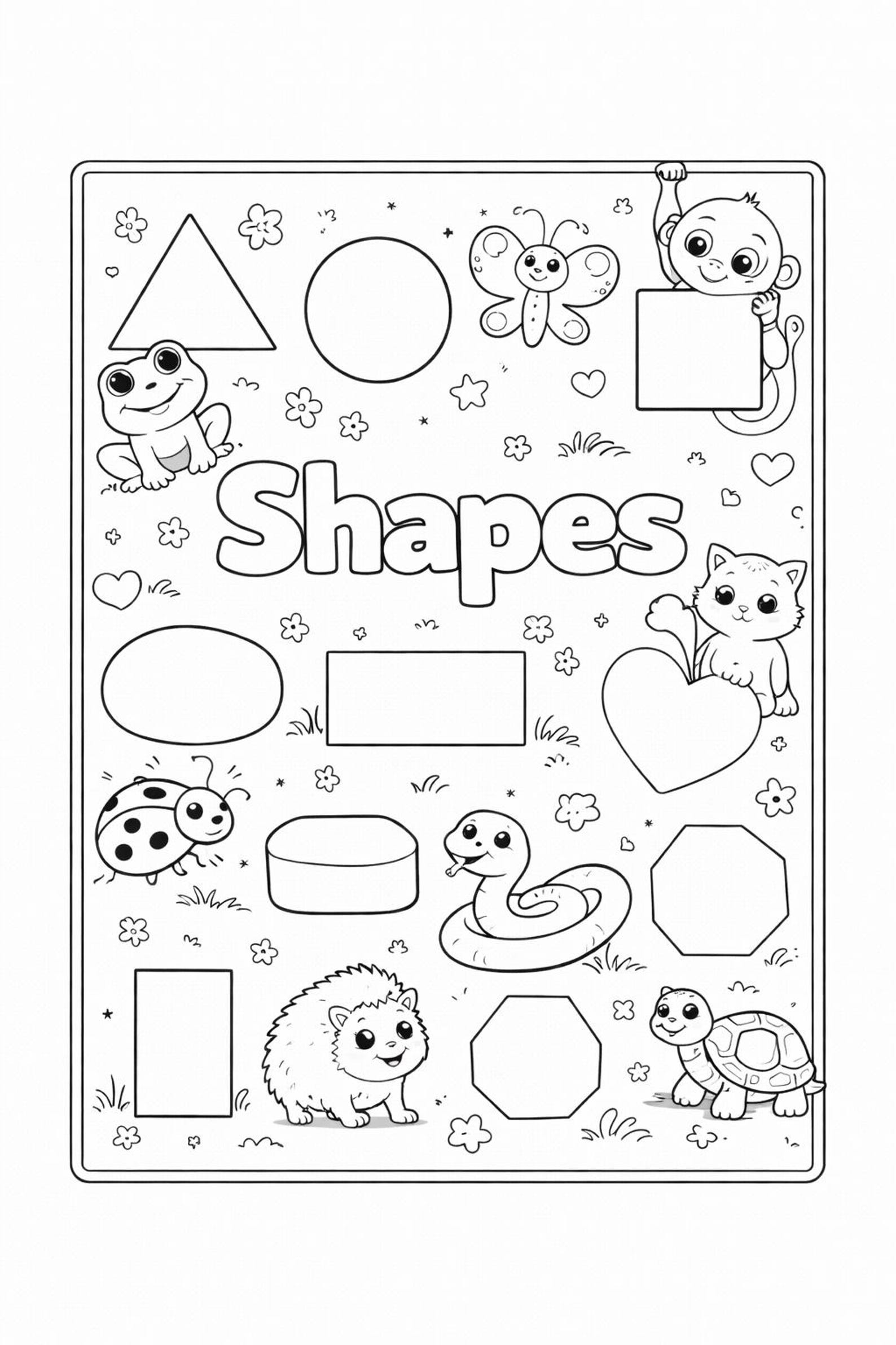 Shapes Coloring Pages for Kids. Printable PDF. Preschool & Kindergarten ...