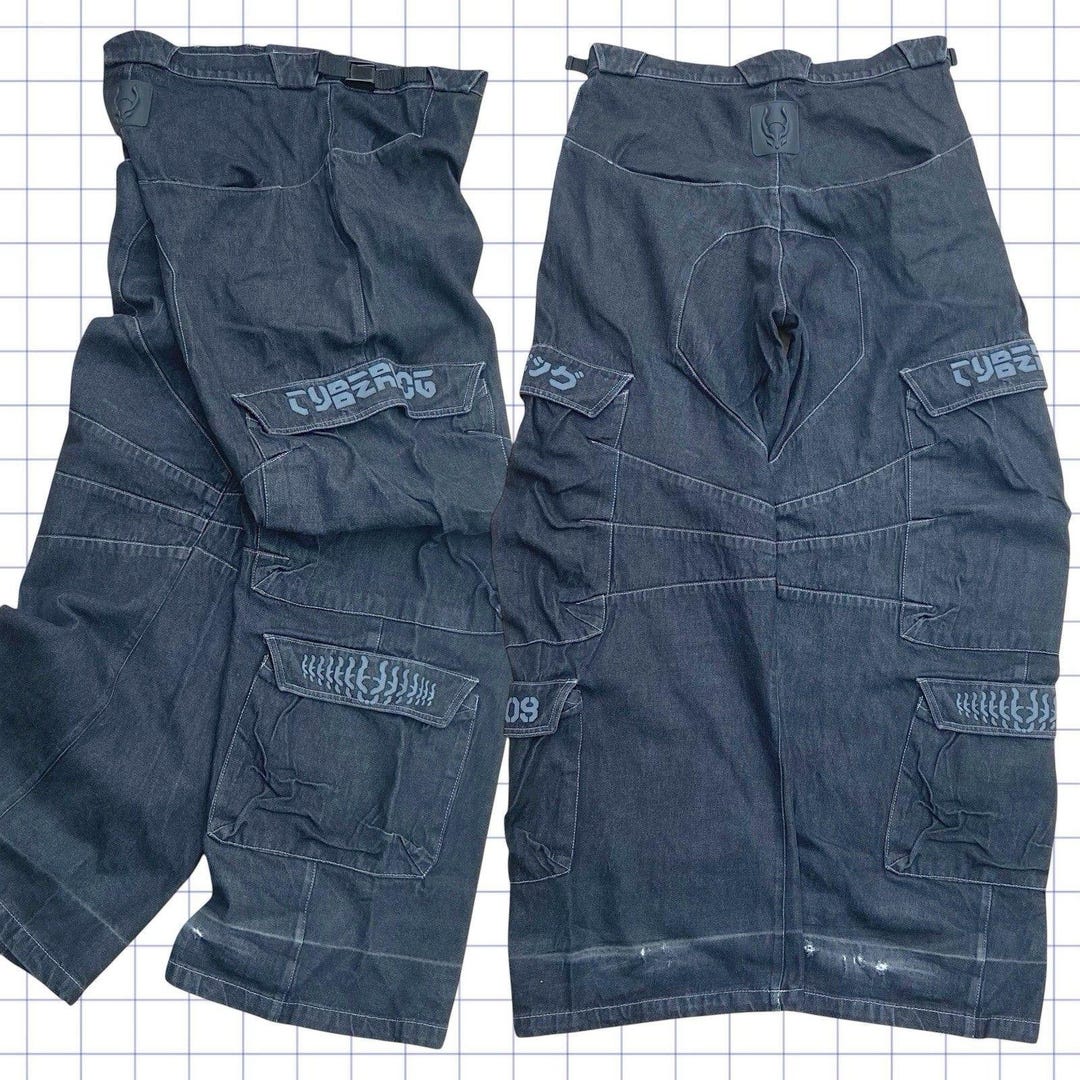 90s Cyberdog Cargo Baggy Jeans - 34W - Etsy
