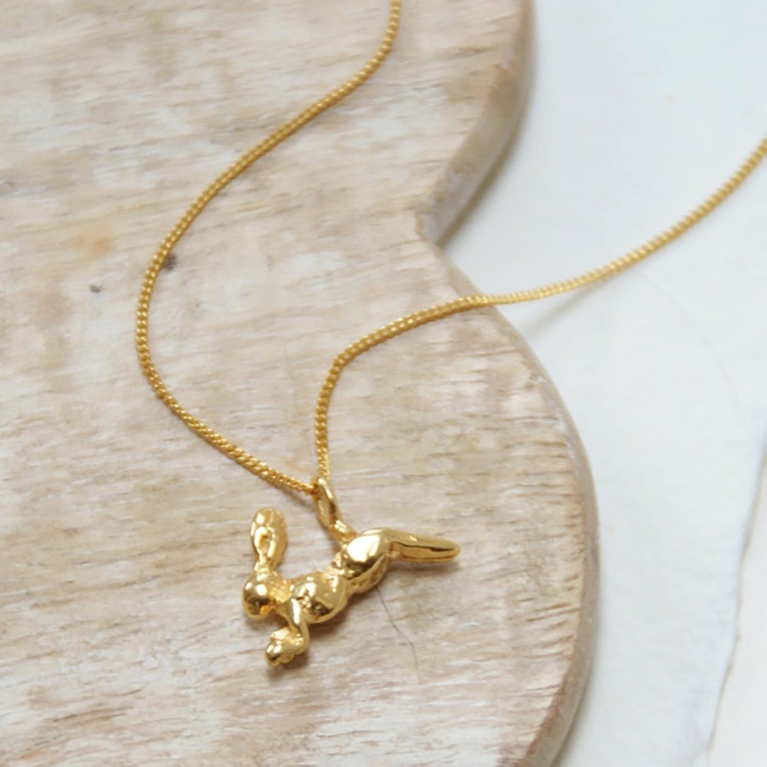 Tiny Gold Hare Necklace - Etsy