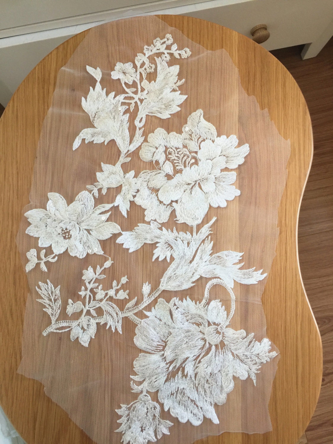 Exquisite Cotton Lace Applique, Cream Embroidery Wedding Applique ...