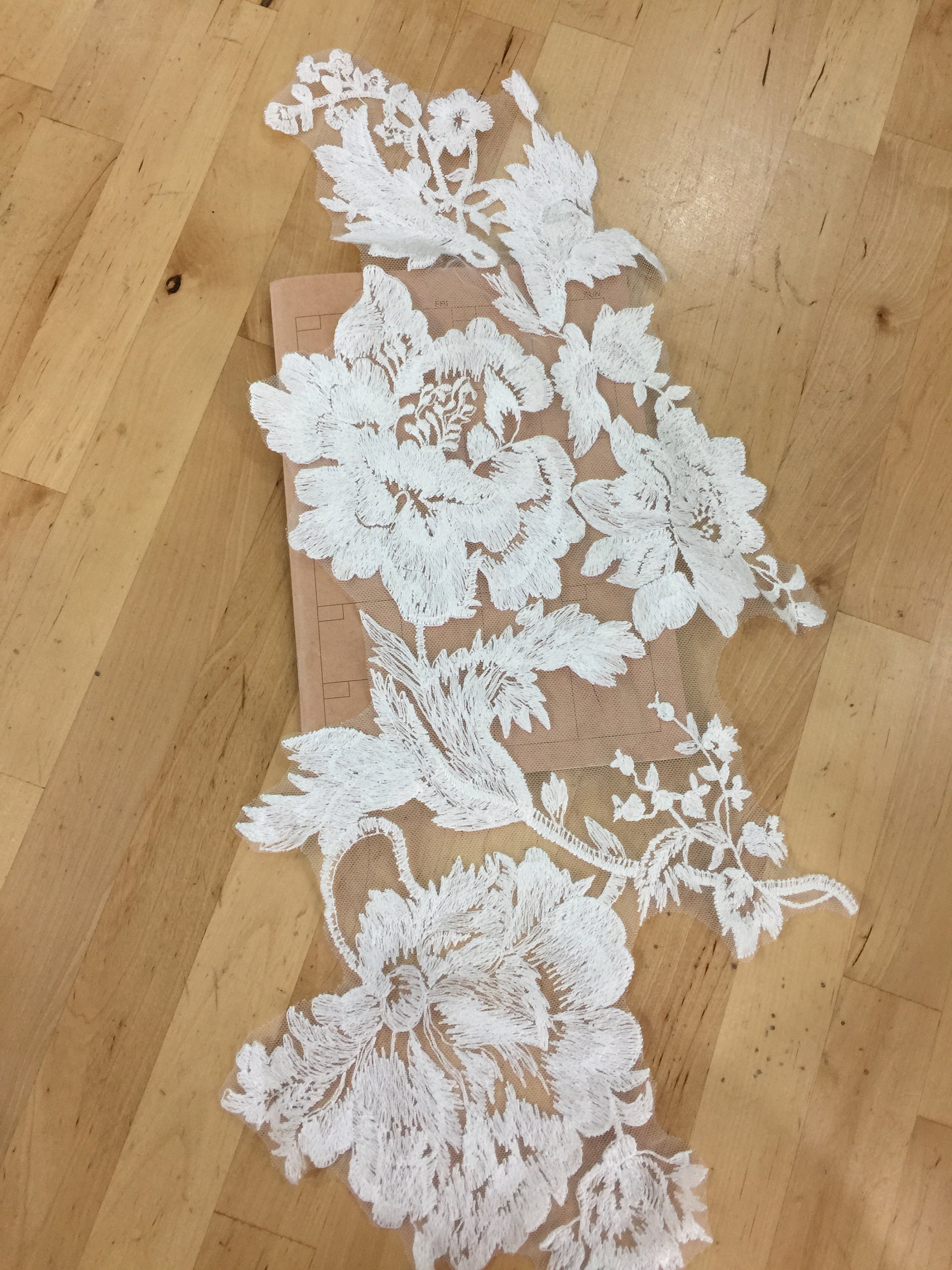 Off white cotton thread floral embroidery lacea pplique for | Etsy