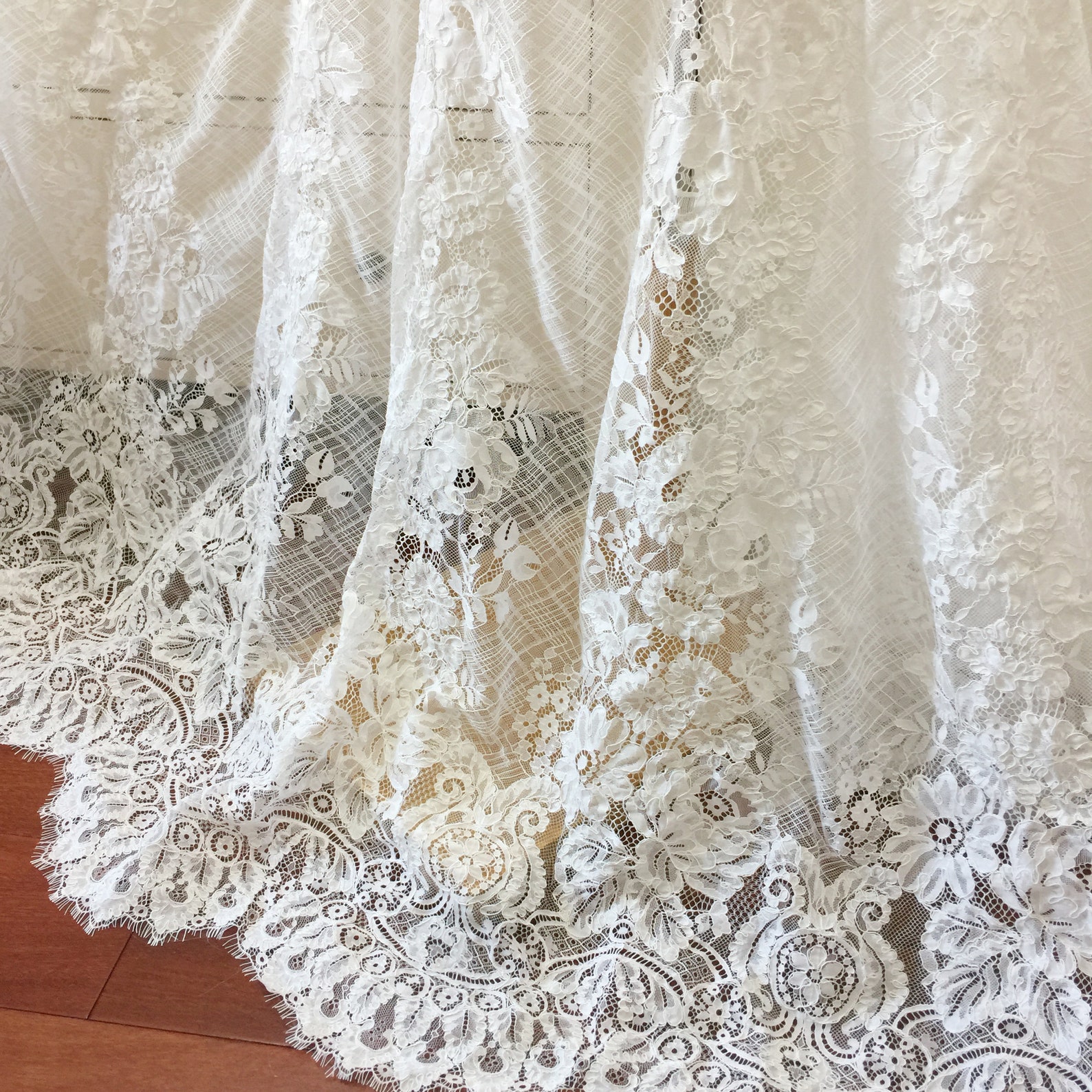 French Made Fine Geometric Alencon Embroidery Lace Fabric at | Etsy