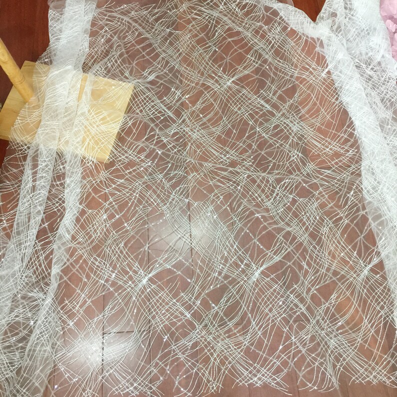 1 Yard Wave TRANSLUCENT Sequin Lace Fabric by Yardfor Bridal | Etsy