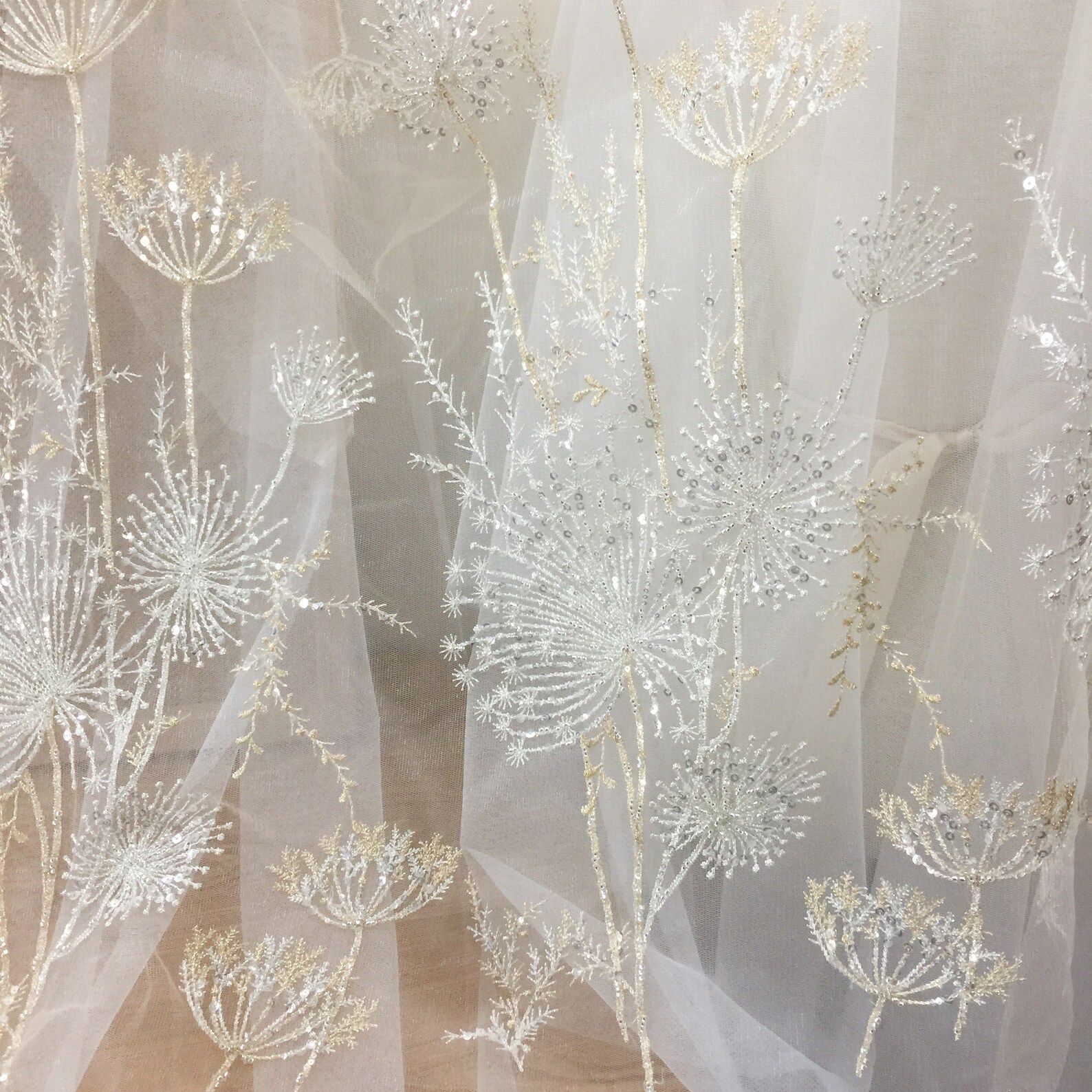 Quality 3D Beaded and Sequin Mesh Embroidery Lace Fabric With | Etsy UK