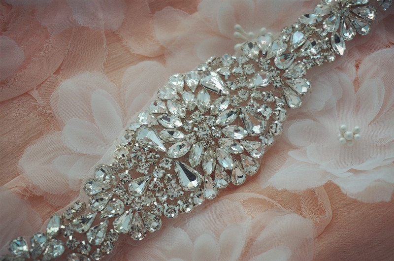 Bridal applique rhinestone bridal applique wedding sash | Etsy